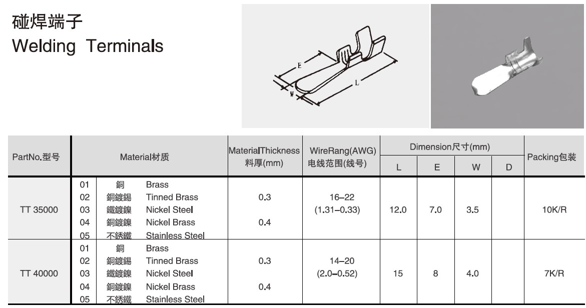 TT180/300/400 Welding Terminals-Butt-joint Terminals -Dongguan Mingxing ...